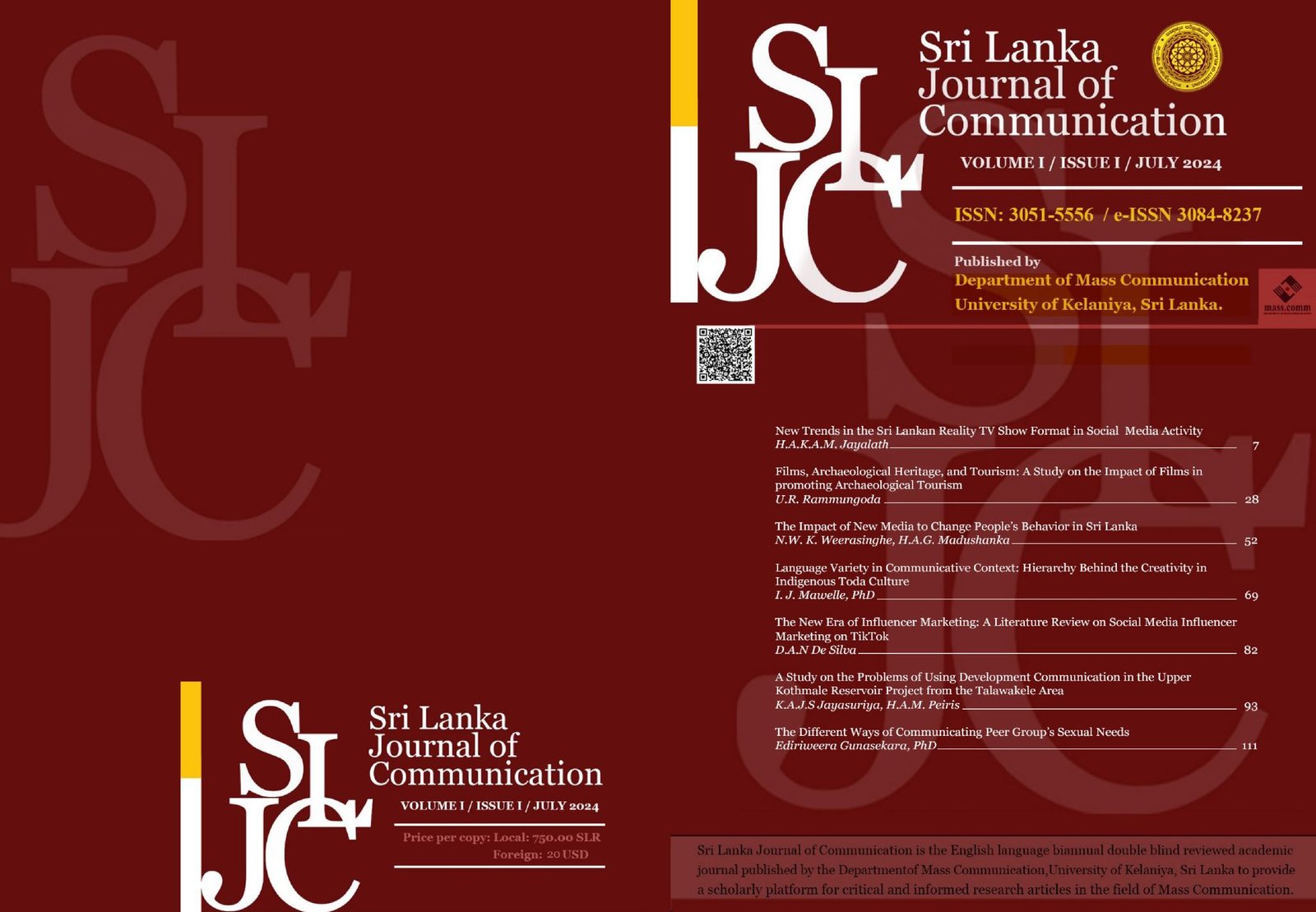 Launch of the Sri Lanka Journal of Communication (SLJC)